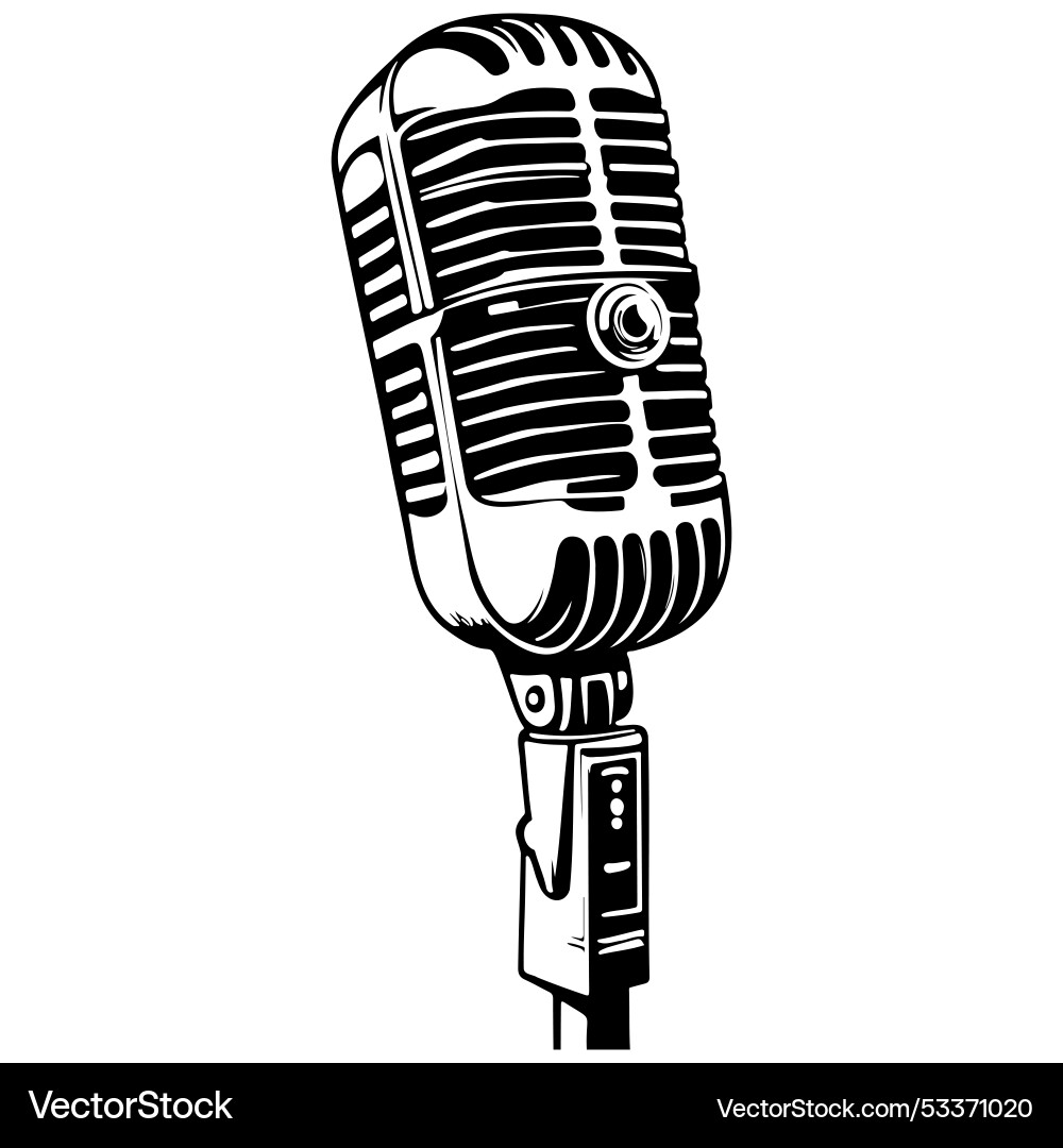 Microphone drawing vintage line image Royalty Free Vector