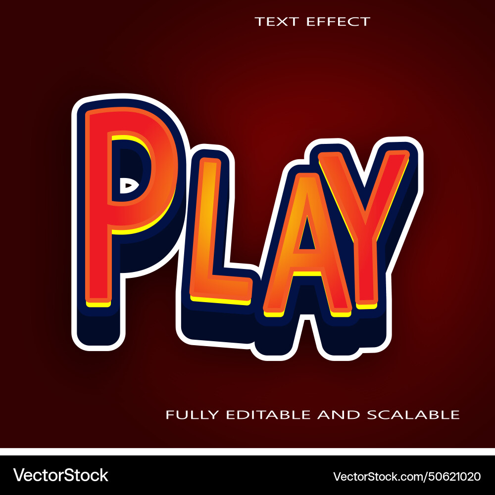 Play editable text effect 3 dimension emboss Vector Image