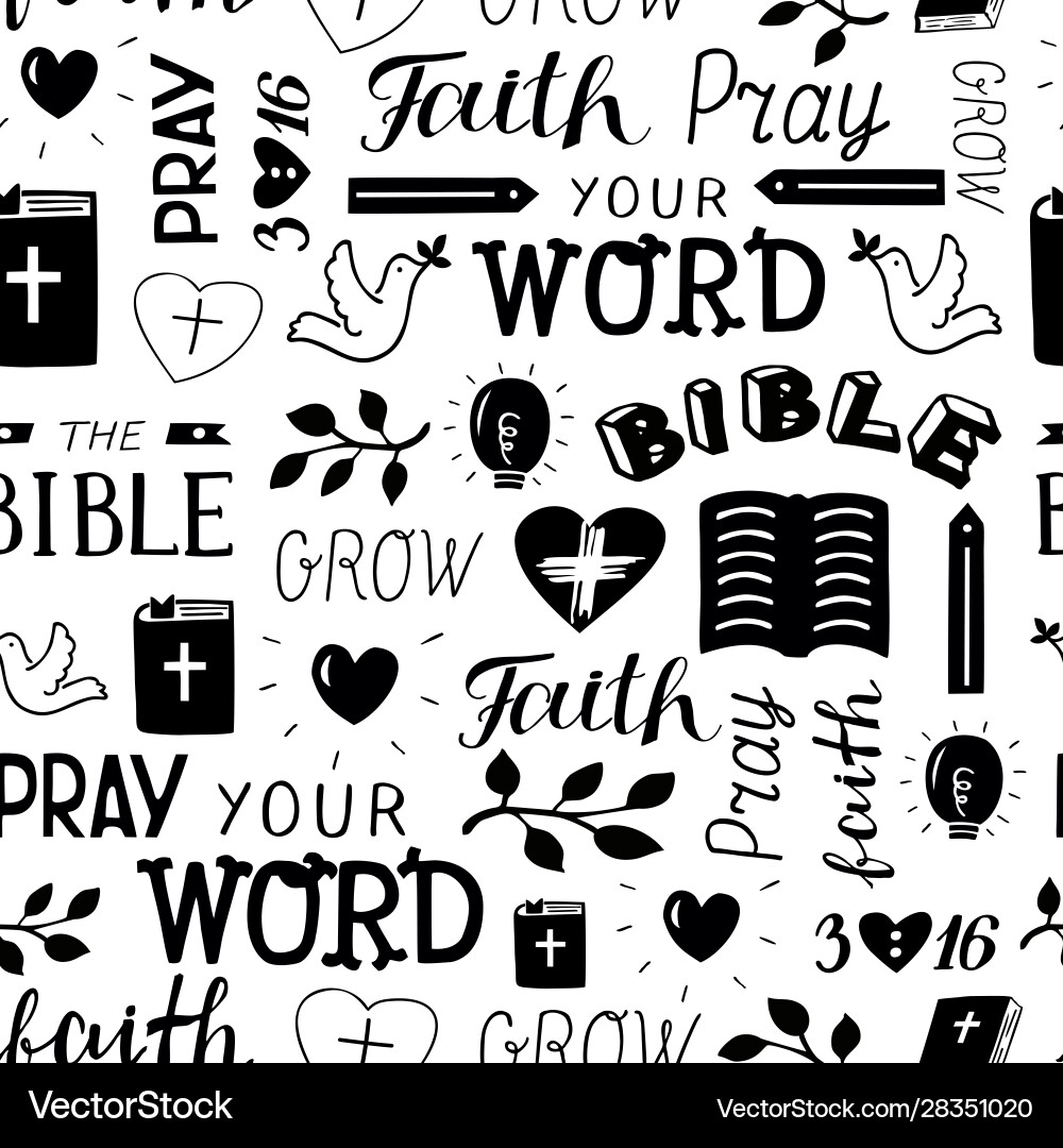 Seamless christian pattern with hand lettering Vector Image