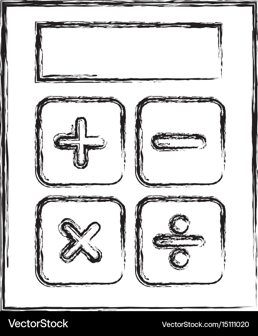 Sketch draw calculator cartoon Royalty Free Vector Image