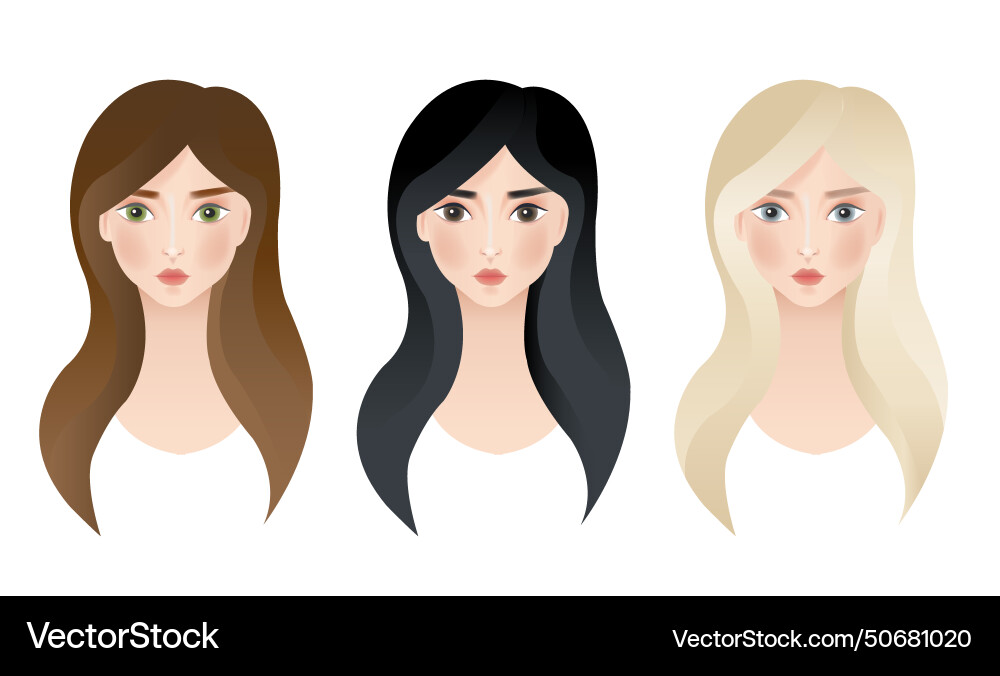 Three faces of woman isolated Royalty Free Vector Image