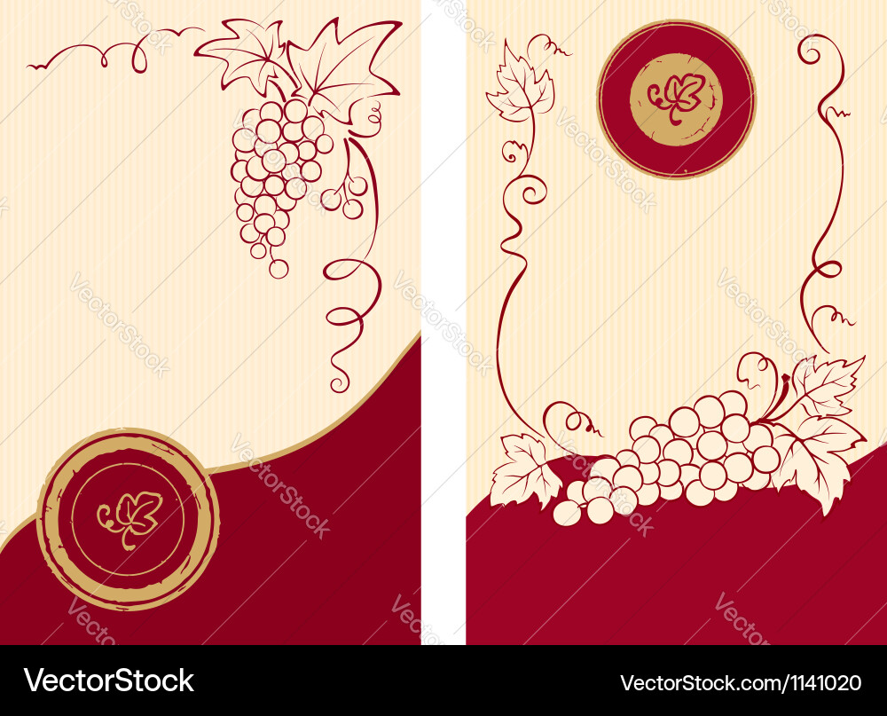 Wine Labels with Grapes & Vines Royalty Free Vector