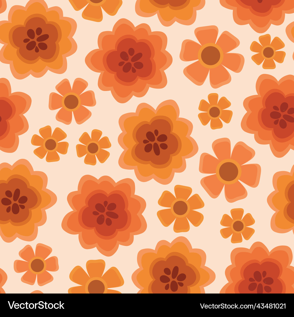 Bold orange floral seamless pattern Royalty Free Vector