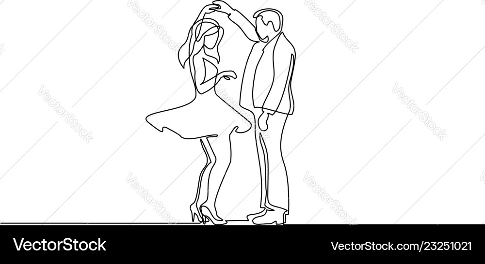 Continuous Line Dance Couple Royalty Free Vector Image