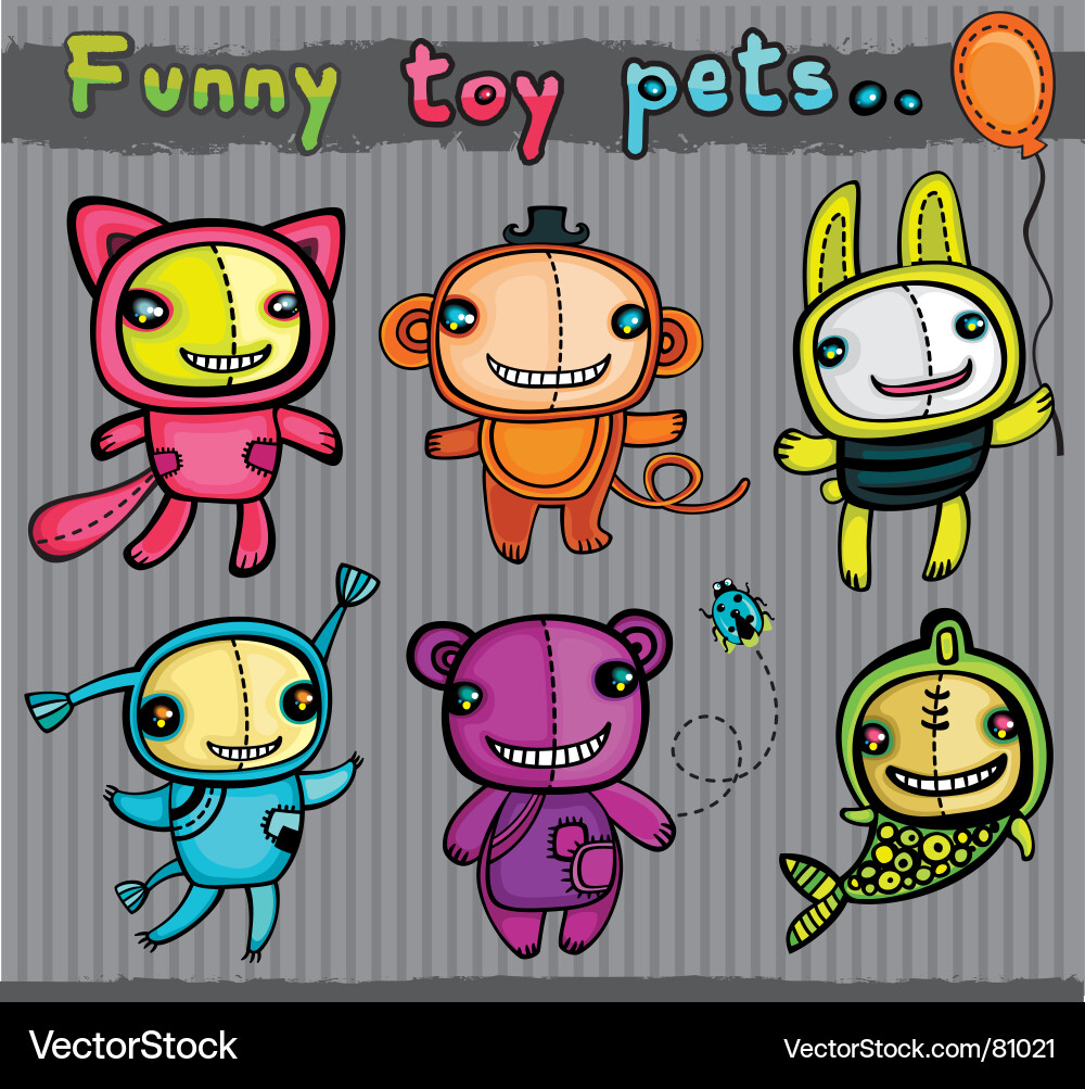 Cute Animal Toys Collection Royalty Free Vector Image