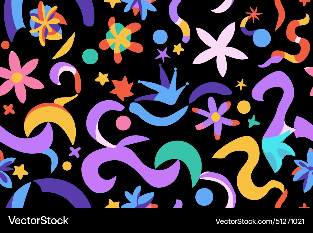Fun shapes children seamless pattern flower Vector Image
