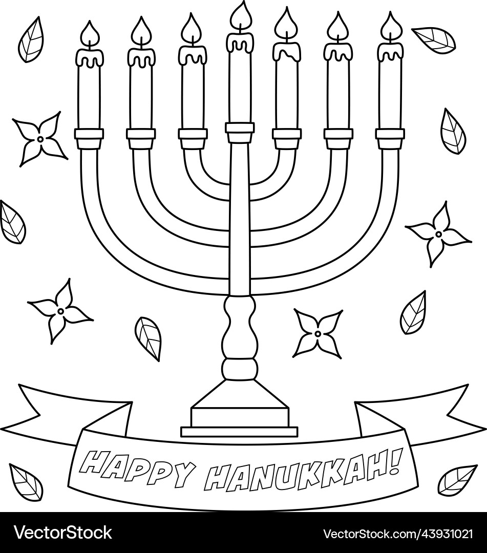 Happy hanukkah coloring page for kids Royalty Free Vector