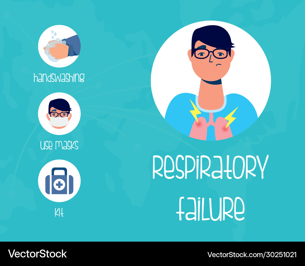 Patient with respiratory failure and prevention Vector Image