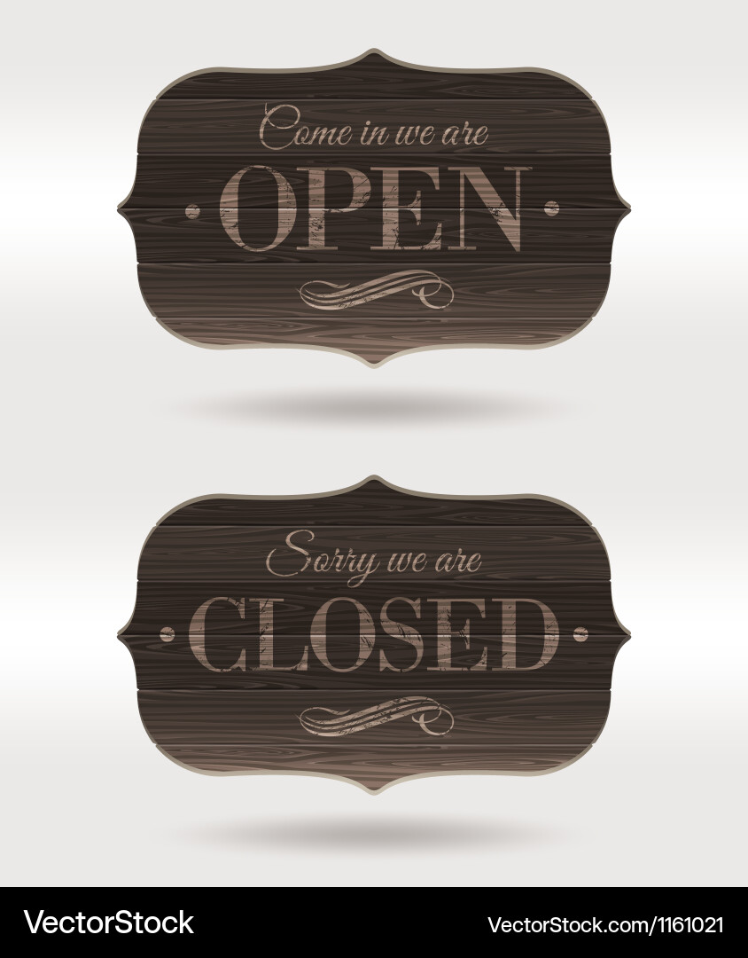 Retro wooden signs - open and closed Royalty Free Vector