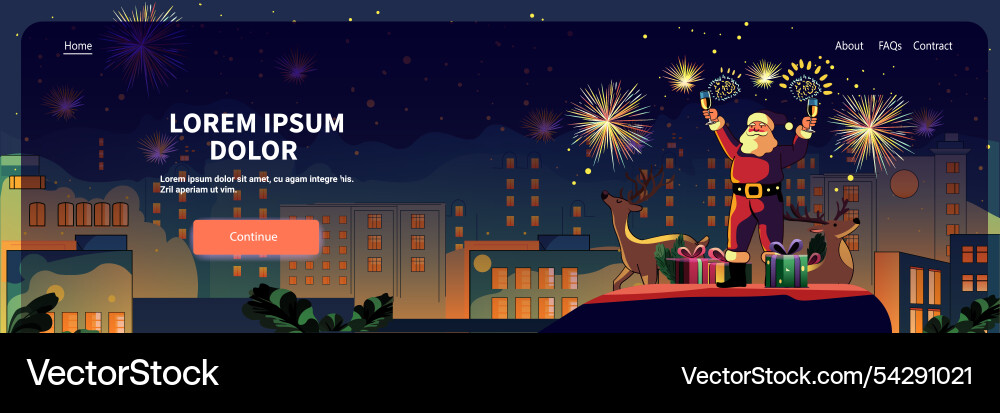 Santa claus celebrating with fireworks night Vector Image