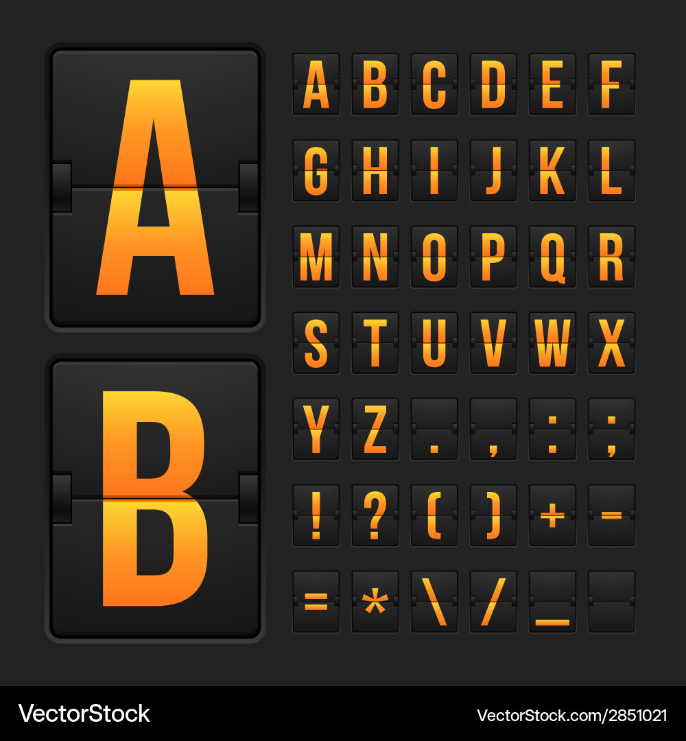 Scoreboard letters and symbols alphabet panel Vector Image