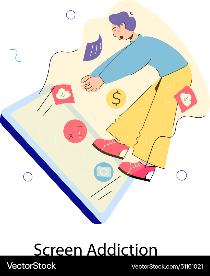 Screen addiction Royalty Free Vector Image - VectorStock