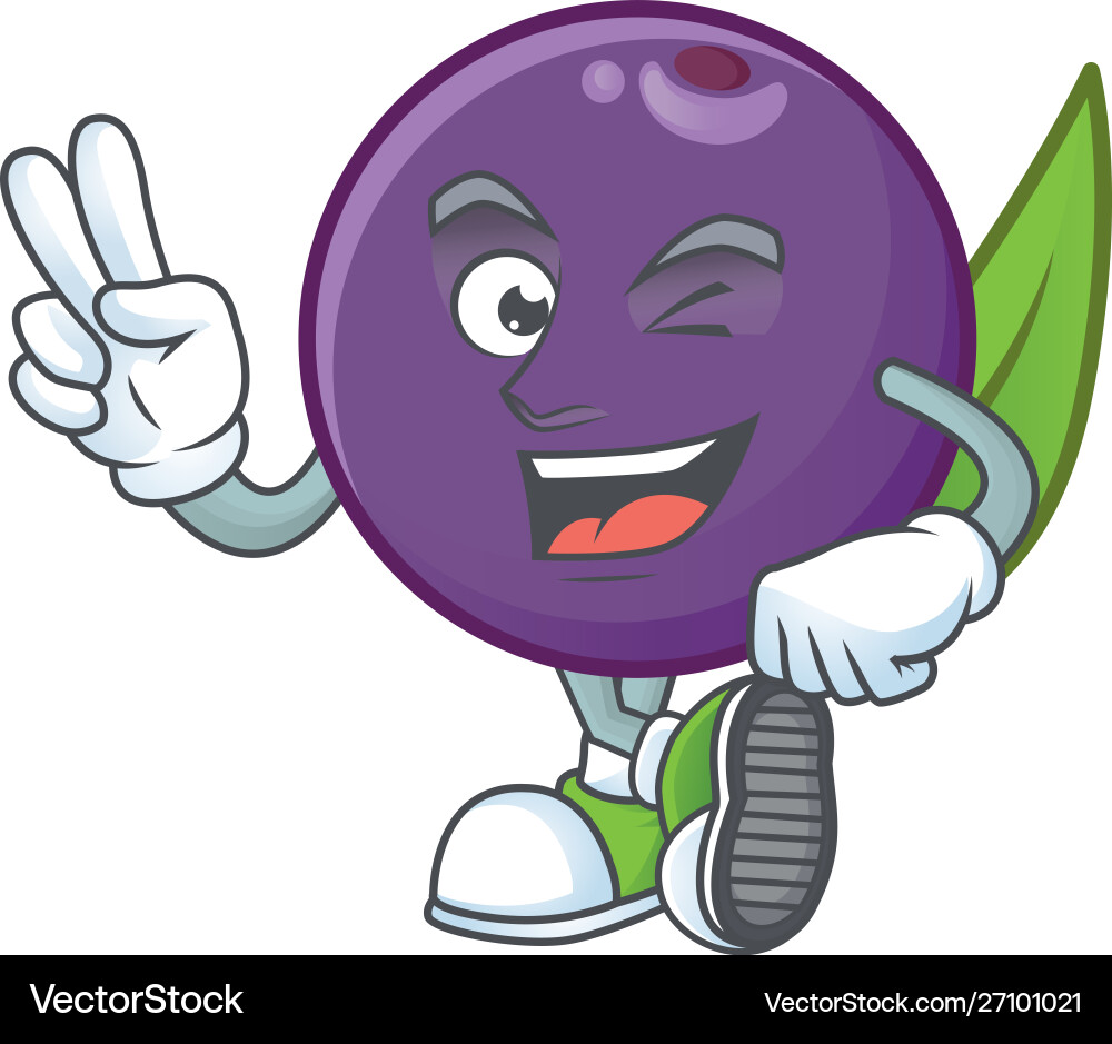 Two finger acai berries cartoon character Vector Image