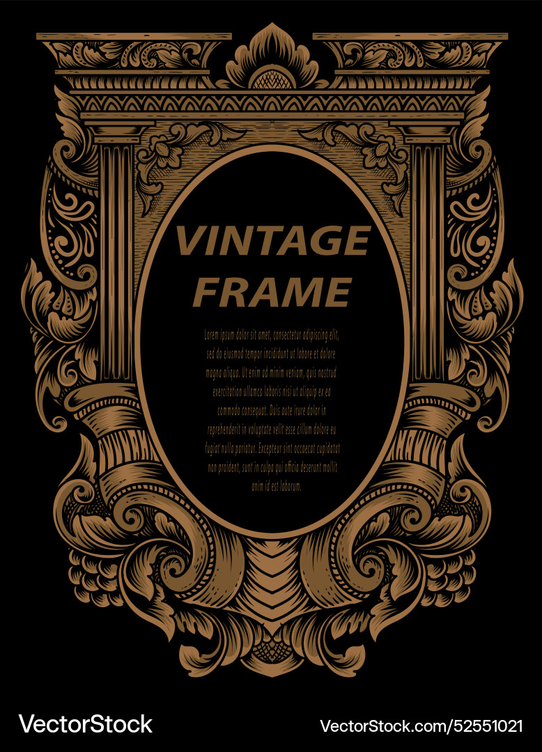 Vintage frames in baroque antique style engraving Vector Image