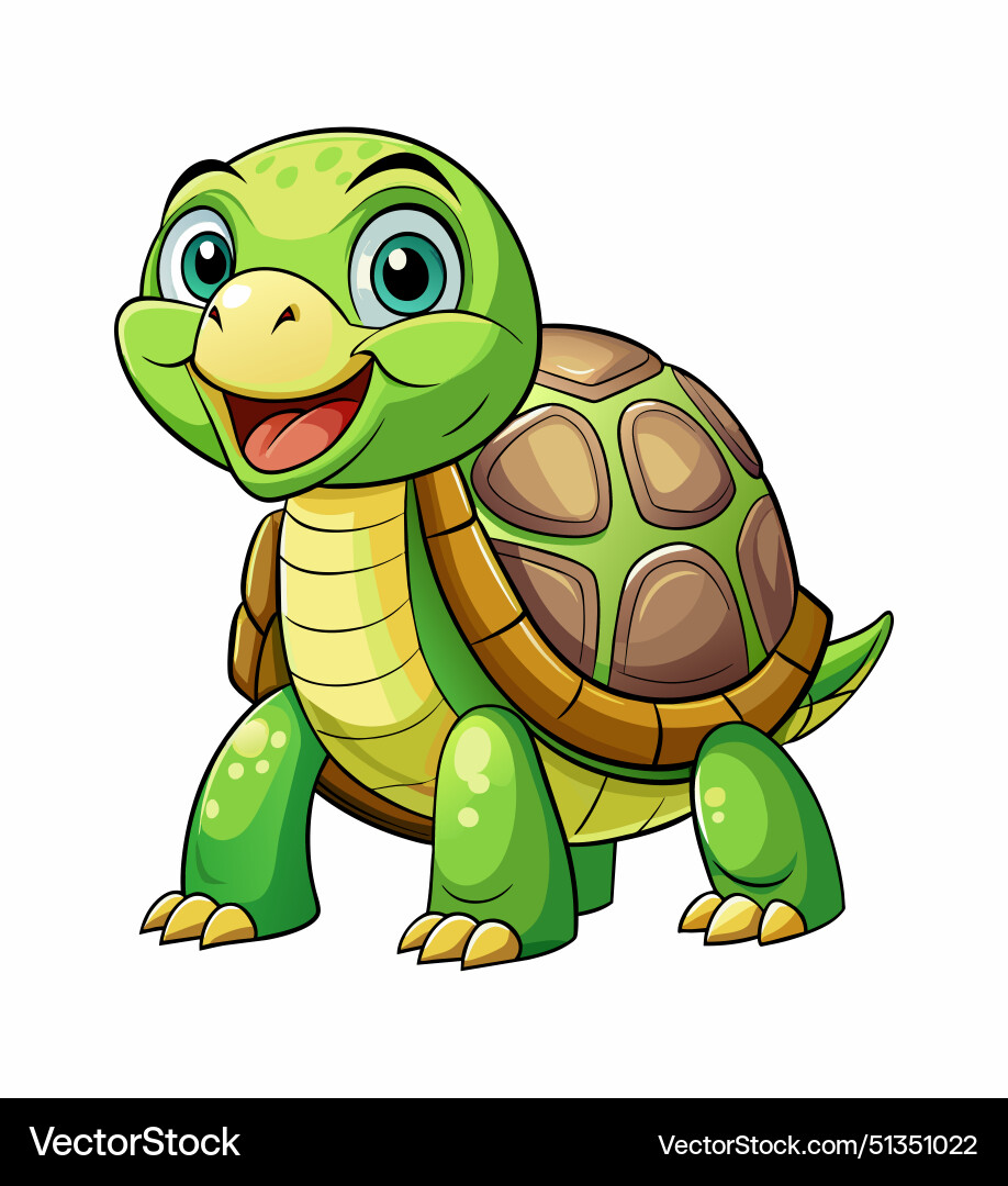 A happy cartoon turtle on white background Vector Image