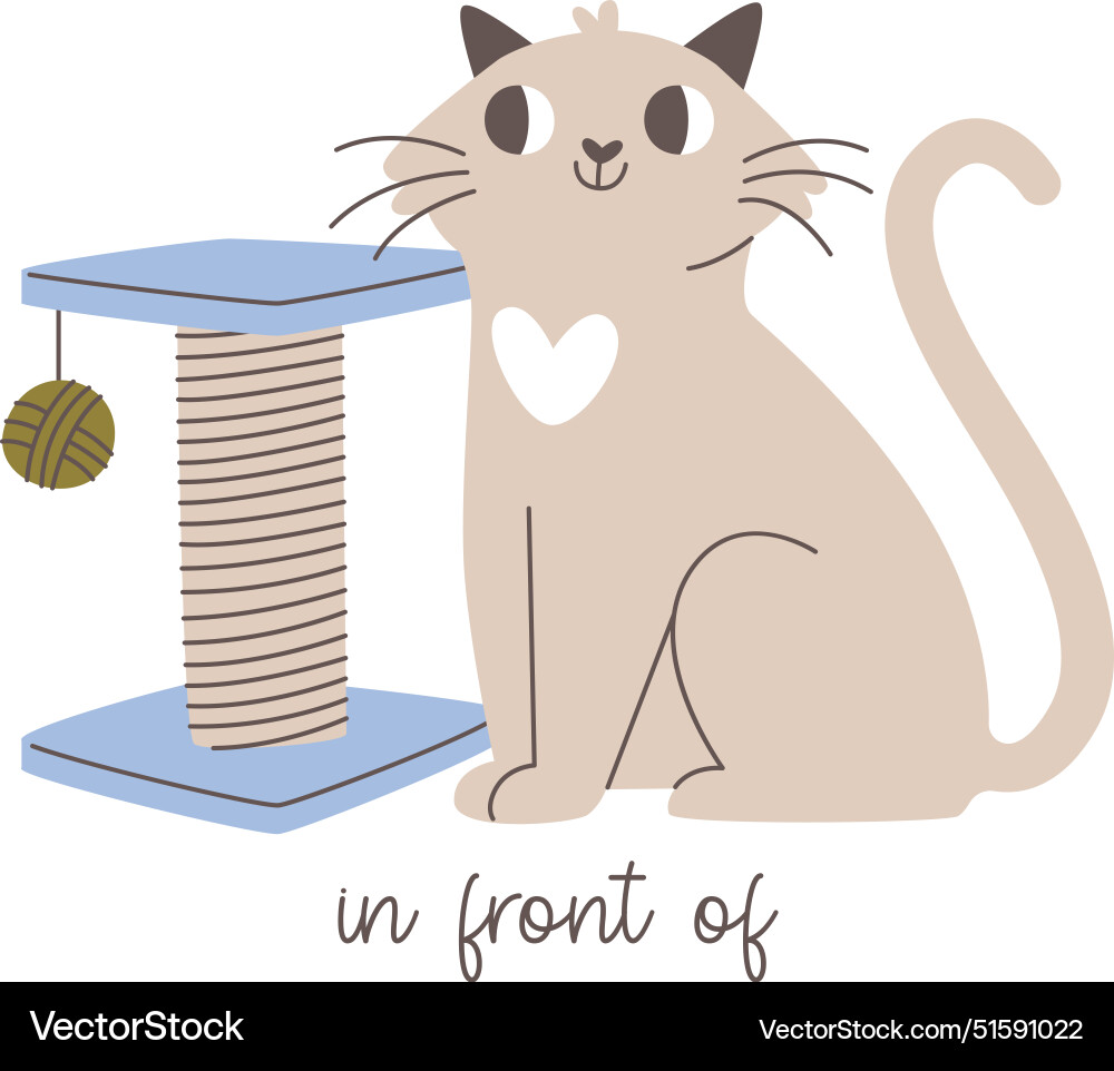 Cat in front of scratching post Royalty Free Vector Image