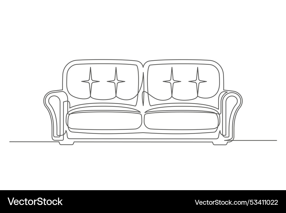 Continuous one line drawing sofa Royalty Free Vector Image