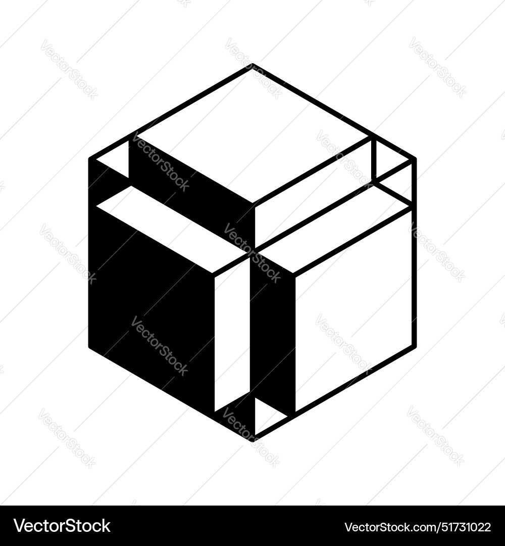 Cube logo geometric design black and white box Vector Image