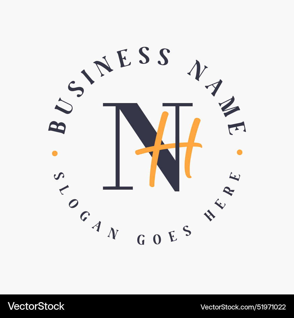 Elegant letter nh initials logo for corporate Vector Image