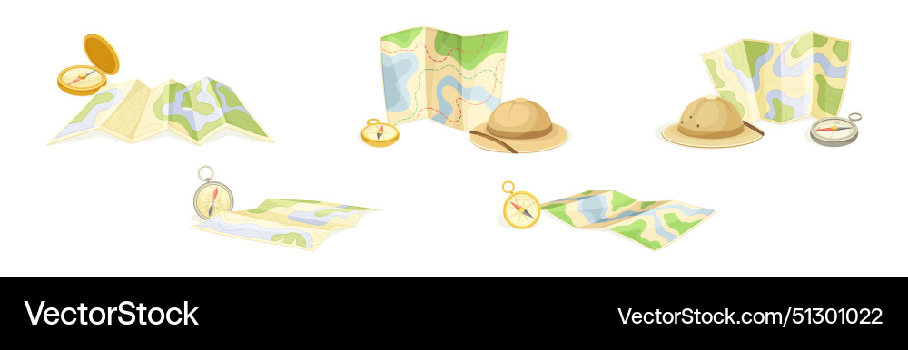 Expedition map depicting geography and route Vector Image