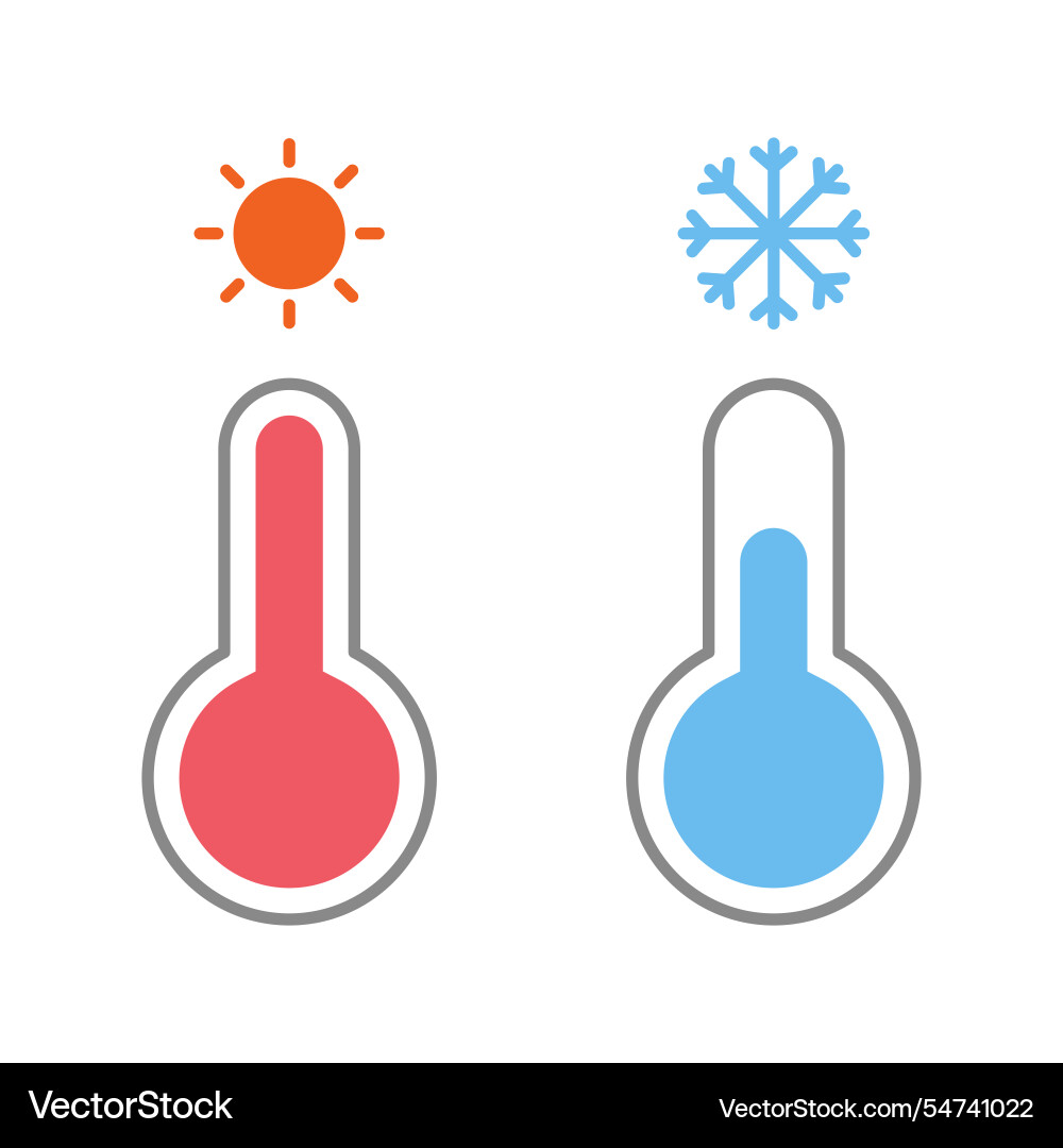 Flat of hot and cold temperature thermometers Vector Image