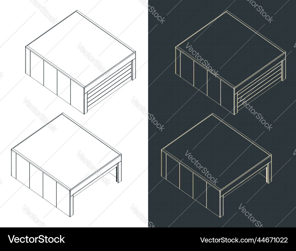 Garage isometric drawings Royalty Free Vector Image