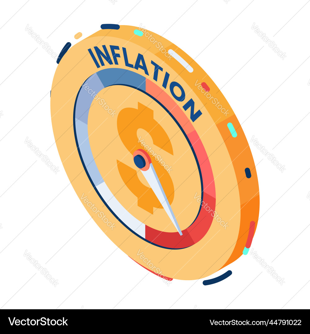 Isometric dollar coin with high level inflation Vector Image