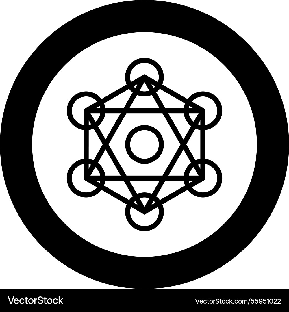 Metatron cube sacred geometry icon in circle Vector Image