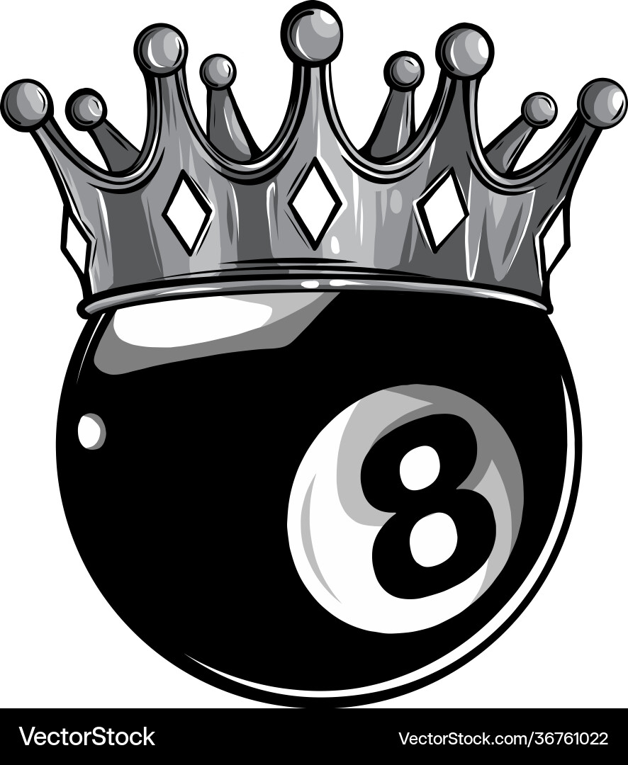 Monochromatic gold crown on a billiard ball Vector Image