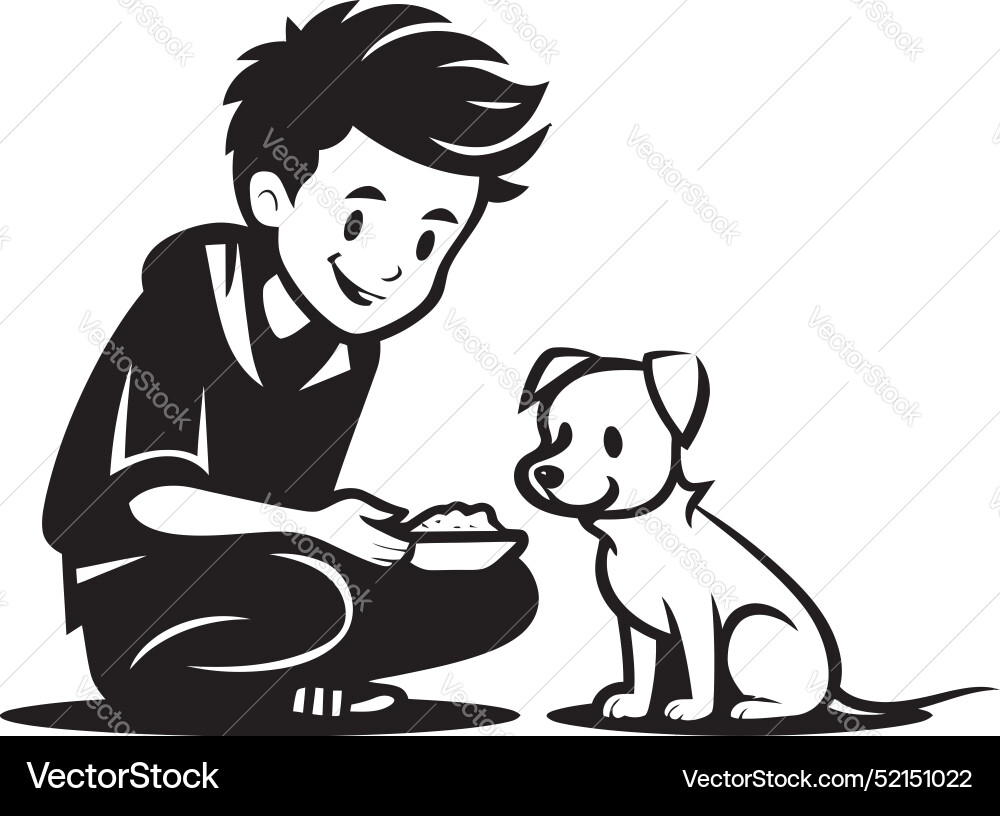 Pawsitive partnership cartoon small boy icon Vector Image