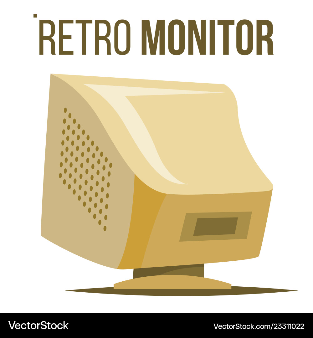Retro computer monitor old classic desktop Vector Image