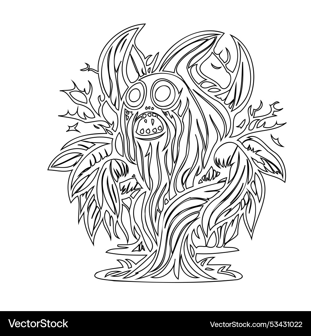 Swamp monster outline sketch Royalty Free Vector Image