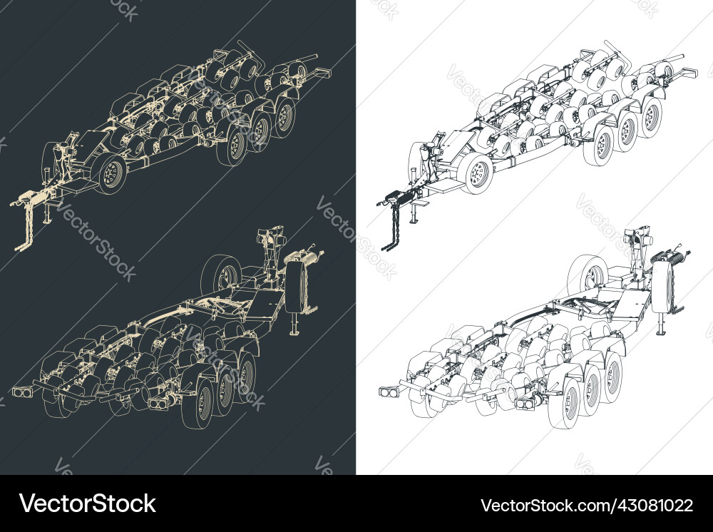 Tri axle boat trailer Royalty Free Vector Image