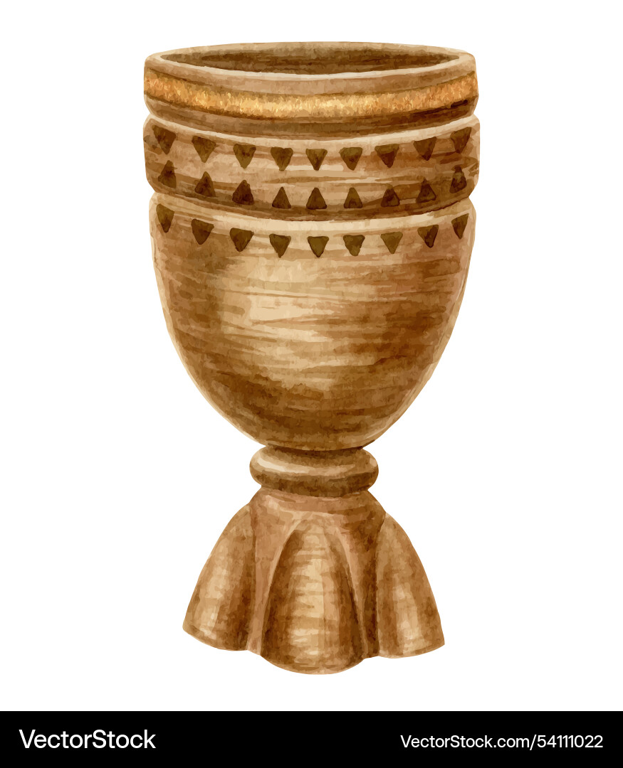 Unity cup wooden curved ritual goblet with gold Vector Image