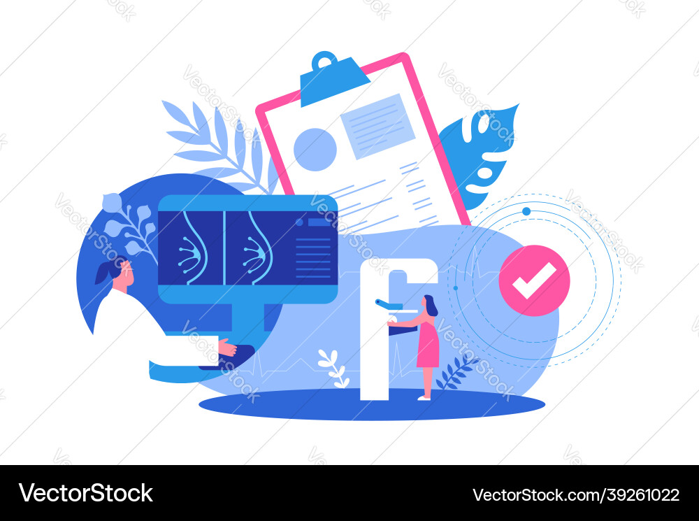 Woman Mammogram Screening with Doctor Royalty Free Vector