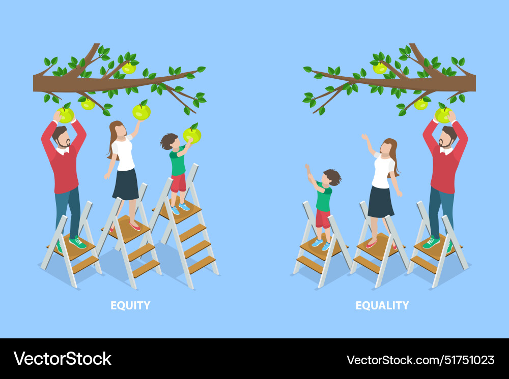 3d isometric flat of equality Royalty Free Vector Image