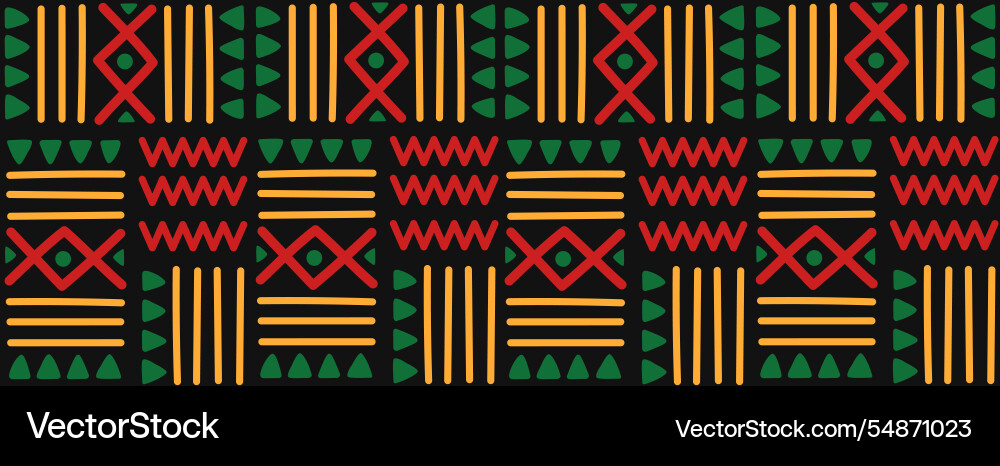 African geometric seamless pattern on black Vector Image