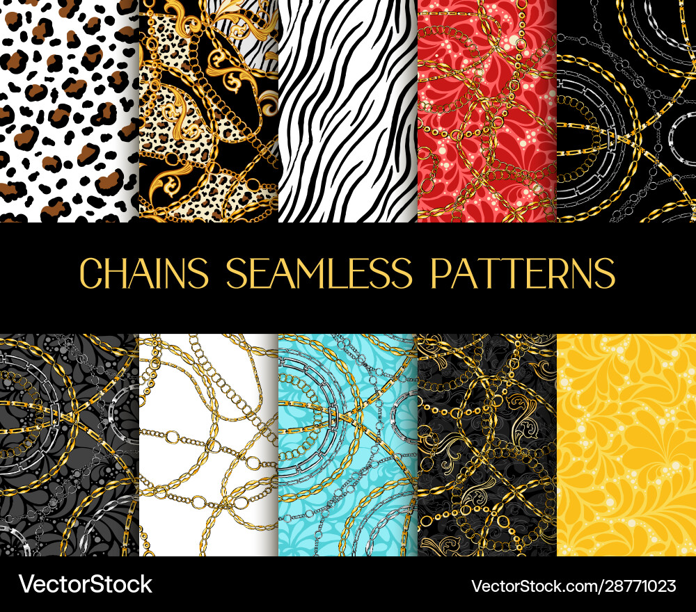 Chains patterns collection chain seamless Vector Image
