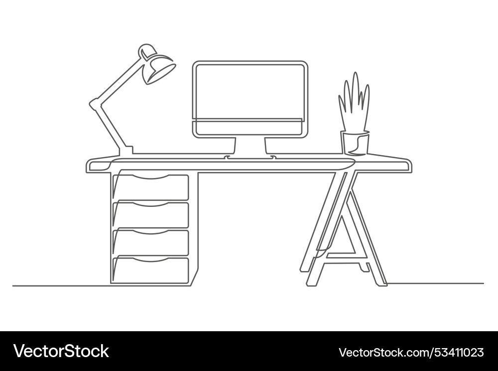 Continuous one line drawing office table Vector Image