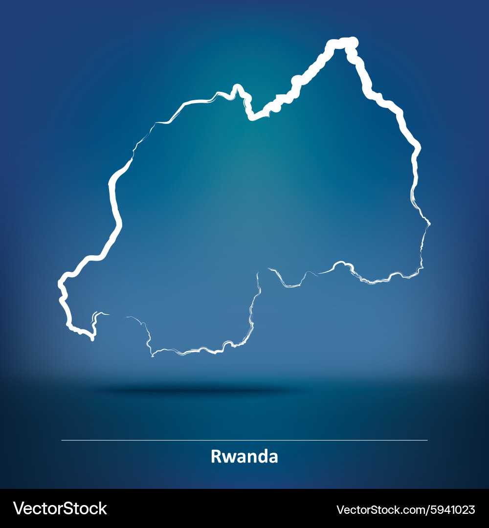Doodle map of rwanda Royalty Free Vector Image