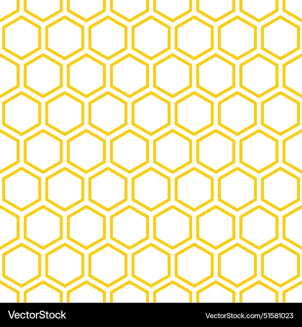 Flat yellow honeycomb hexagon seamless pattern Vector Image