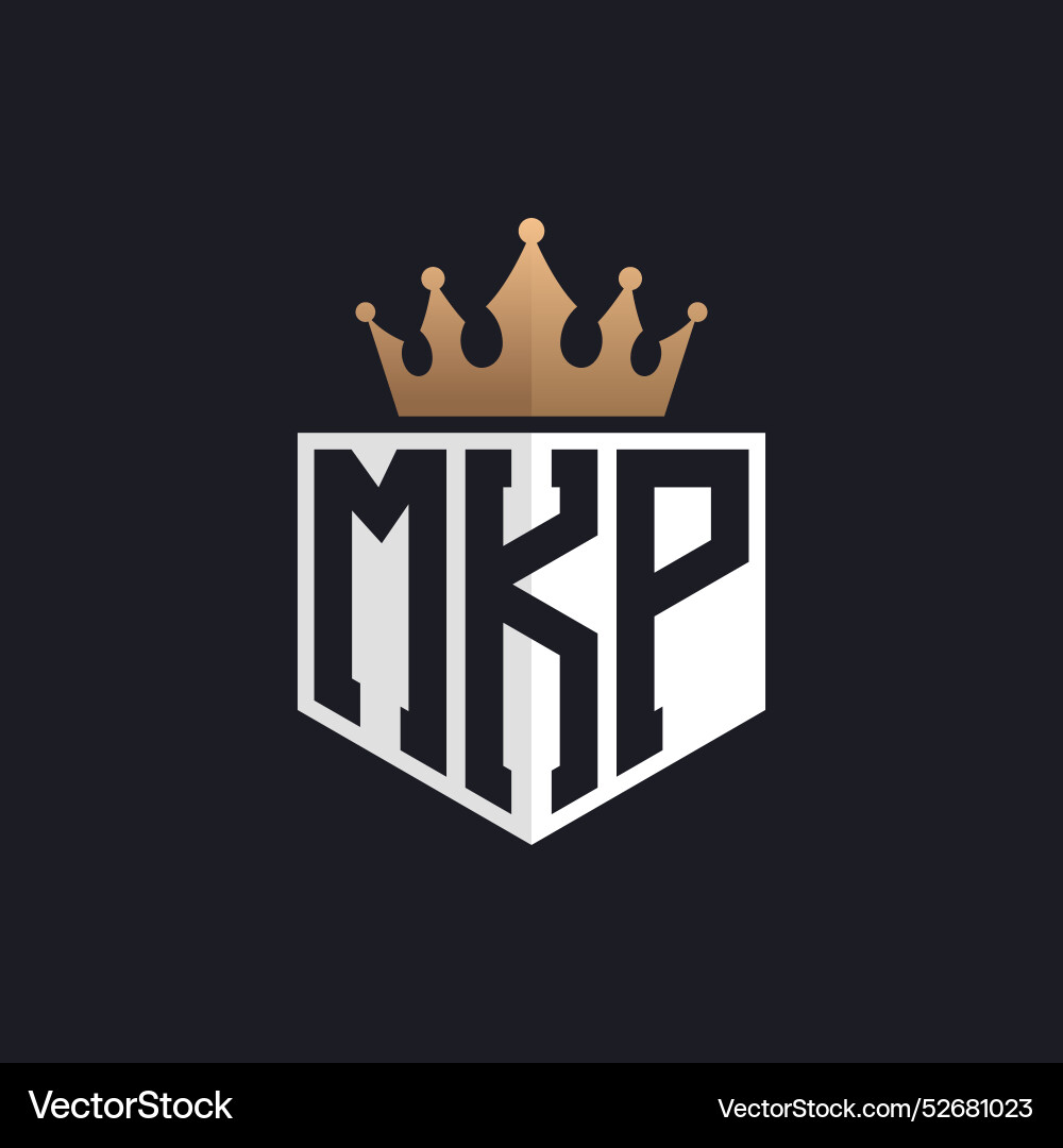 Luxury mkp logo with crown elegant initials Vector Image