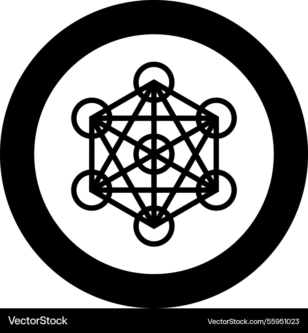 Metatron cube sacred geometry icon in circle Vector Image
