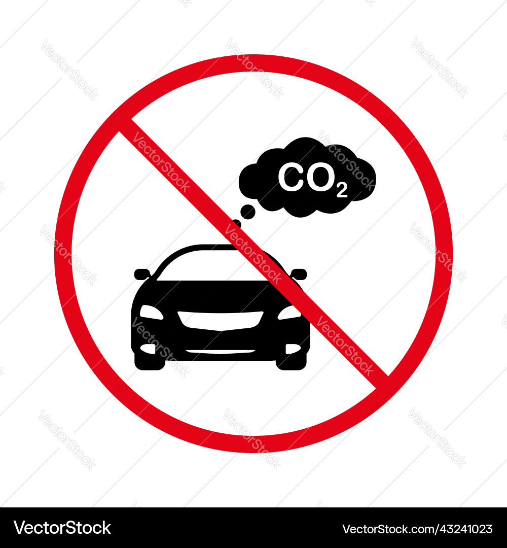 No allowed emission pollution sign prohibited car Vector Image