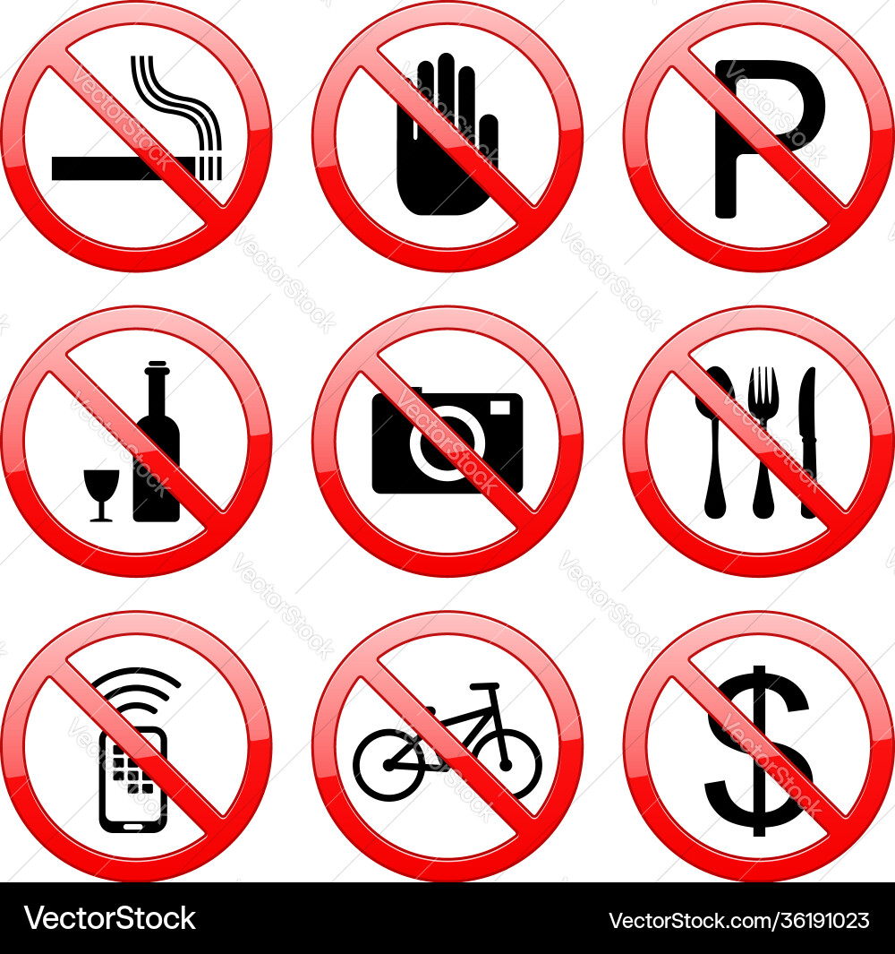 No sign icons Royalty Free Vector Image - VectorStock