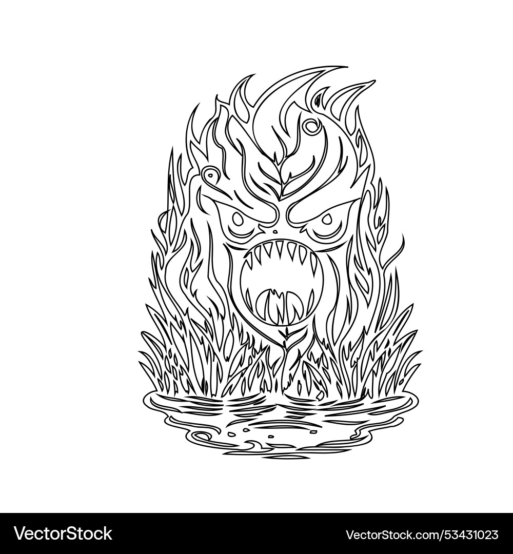 Swamp monster outline sketch Royalty Free Vector Image