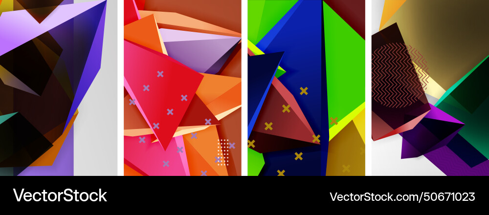 Trendy low poly 3d triangle shapes and other Vector Image