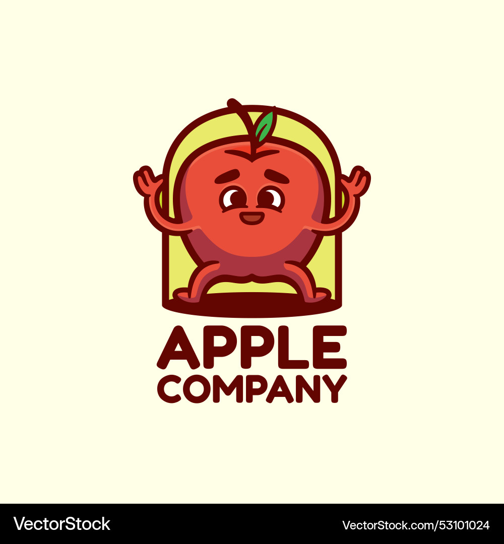 Apple logo icon cartoon mascot character Vector Image