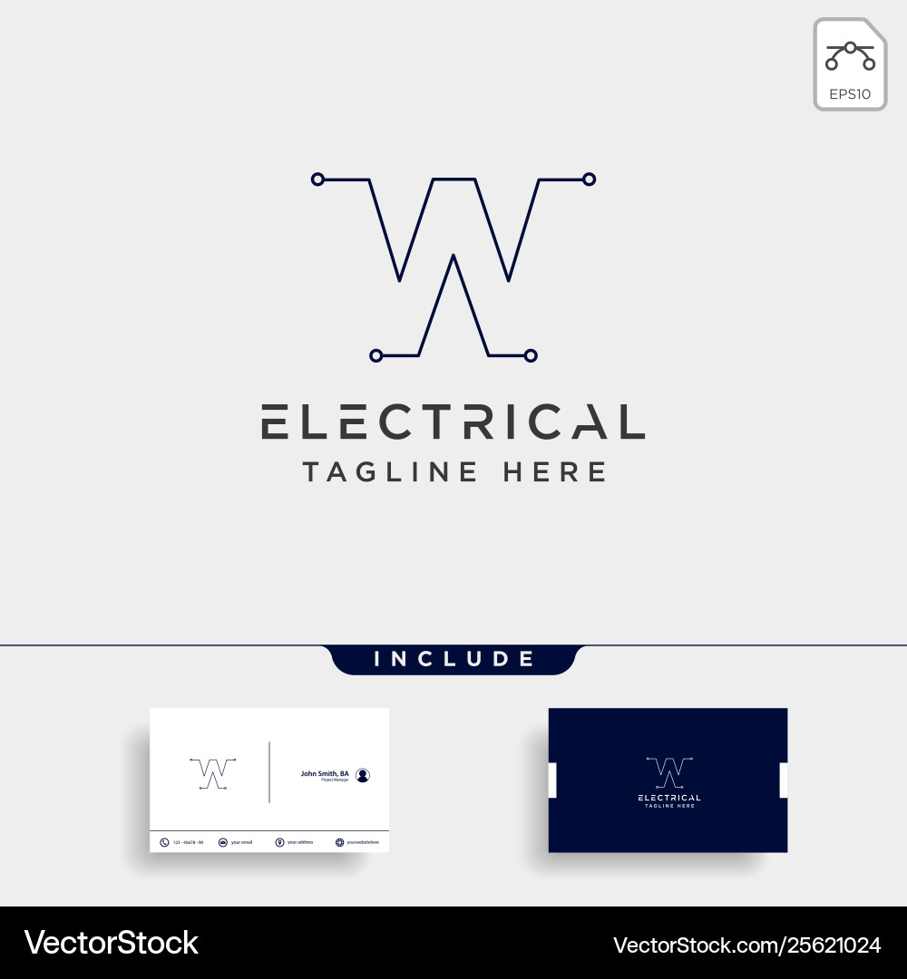 Connect or electrical w logo design icon element Vector Image
