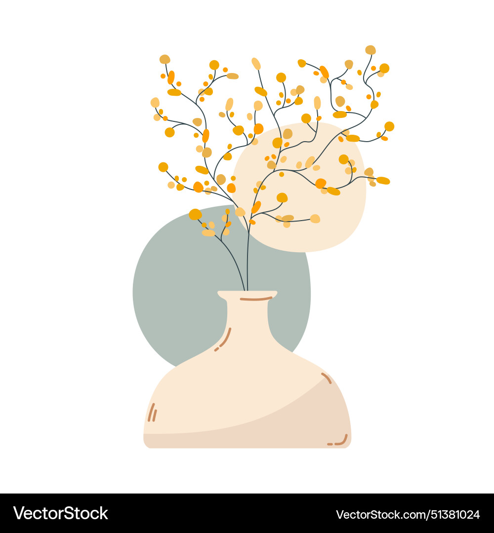 Dry flowers bouquet in ceramic vase Royalty Free Vector